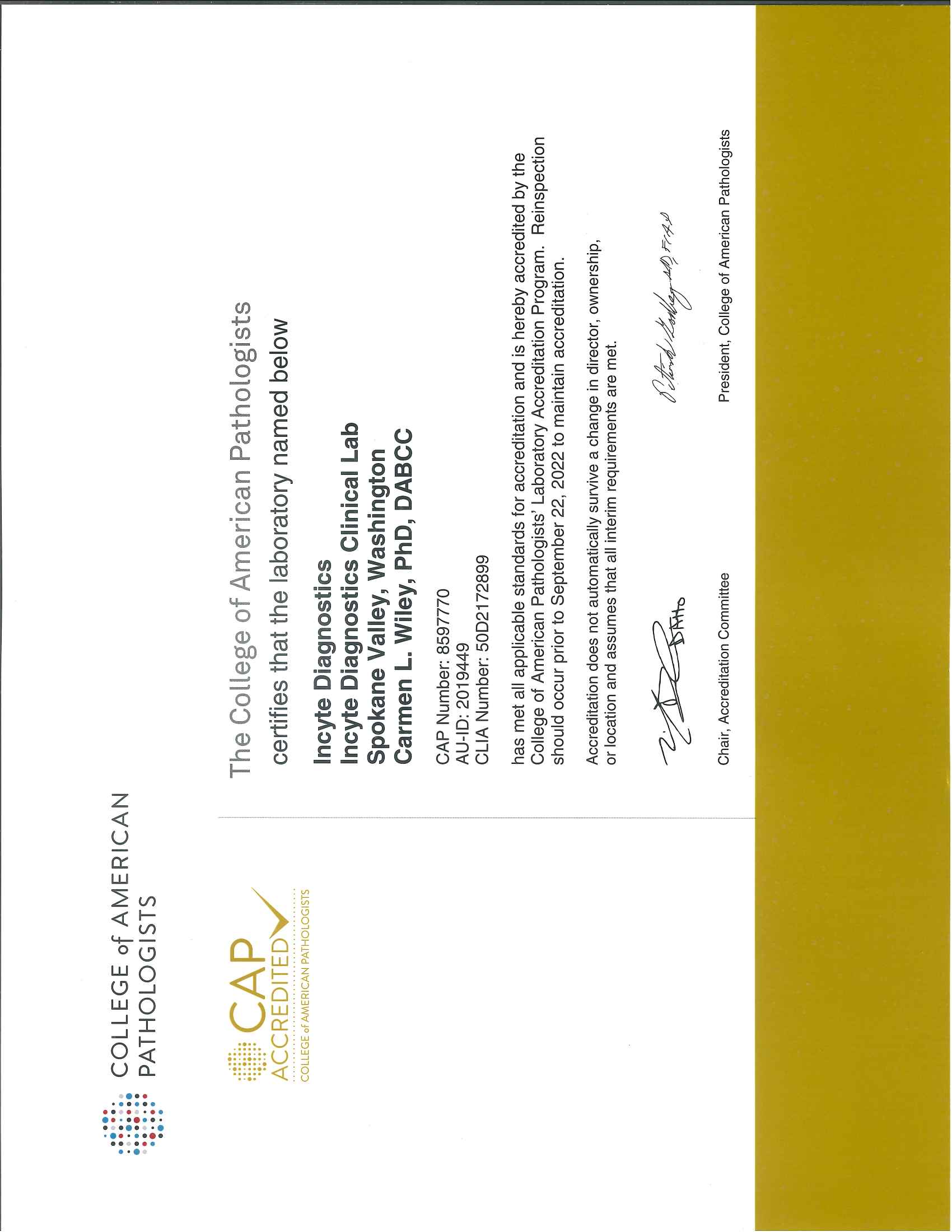 Licensing & Accreditation » Incyte Diagnostics